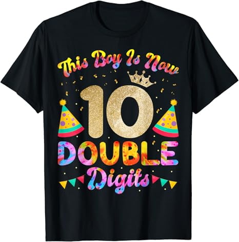 This Boy Is Now Double Digits - Birthday Boy 10 Year Old T-Shirt ...