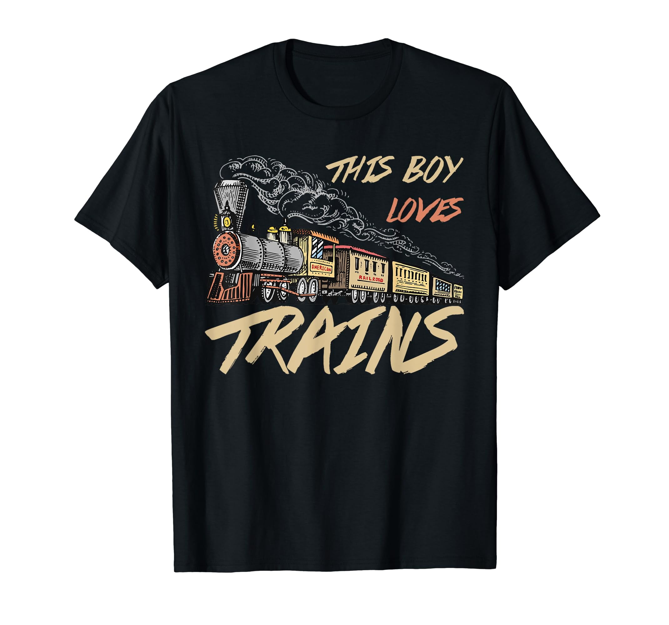 This Boy Loves Trains Funny Train Lover Gifts T-Shirt Black Tee ...