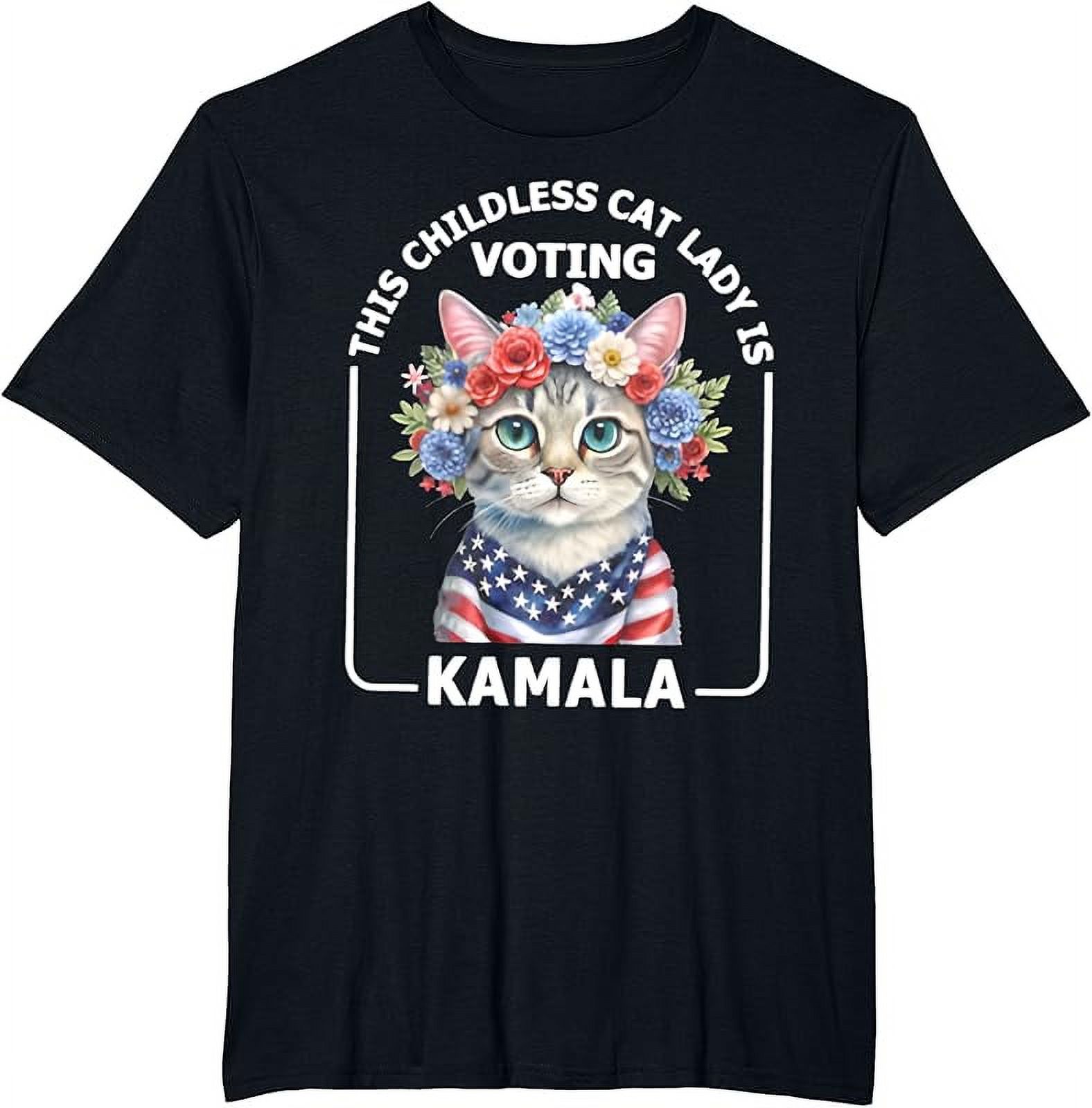 Childless Cat Lady Is Voting Kamala 2024 US Elections Ladies' Crewneck ...