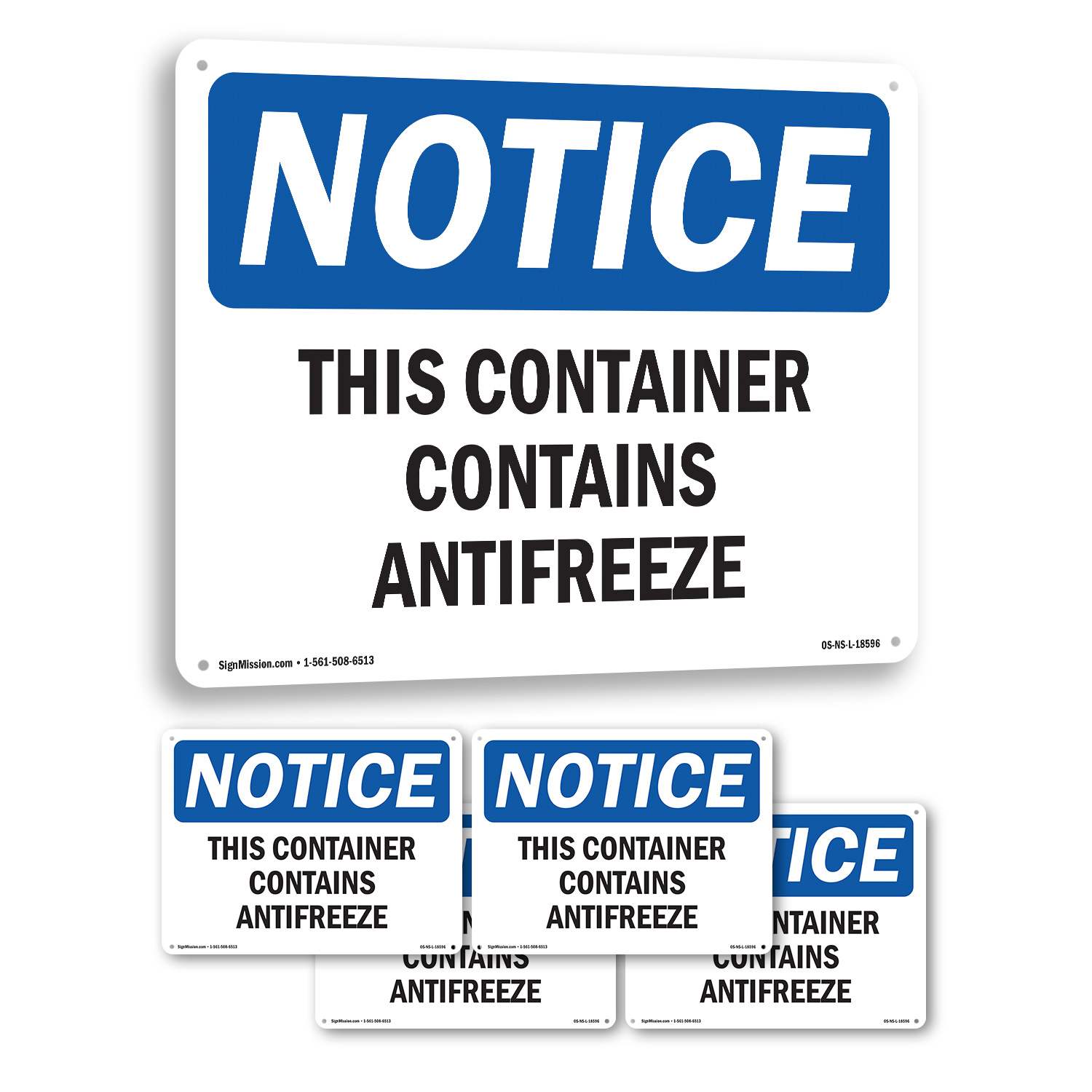 This Container Contains Antifreeze OSHA Notice Aluminum Sign 24 Inch x ...