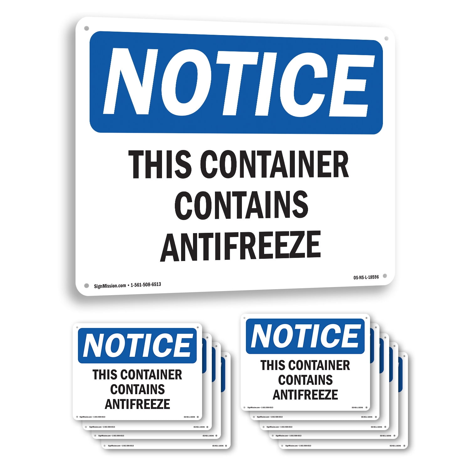 This Container Contains Antifreeze OSHA Notice Rigid Plastic Sign 10 ...