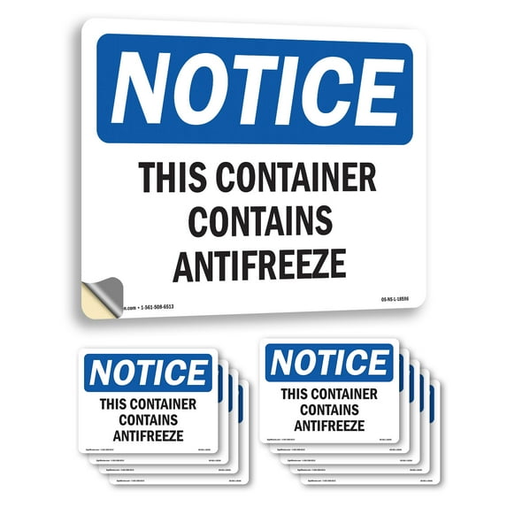 This Container Contains Antifreeze OSHA Notice Vinyl Decal Label 24 ...