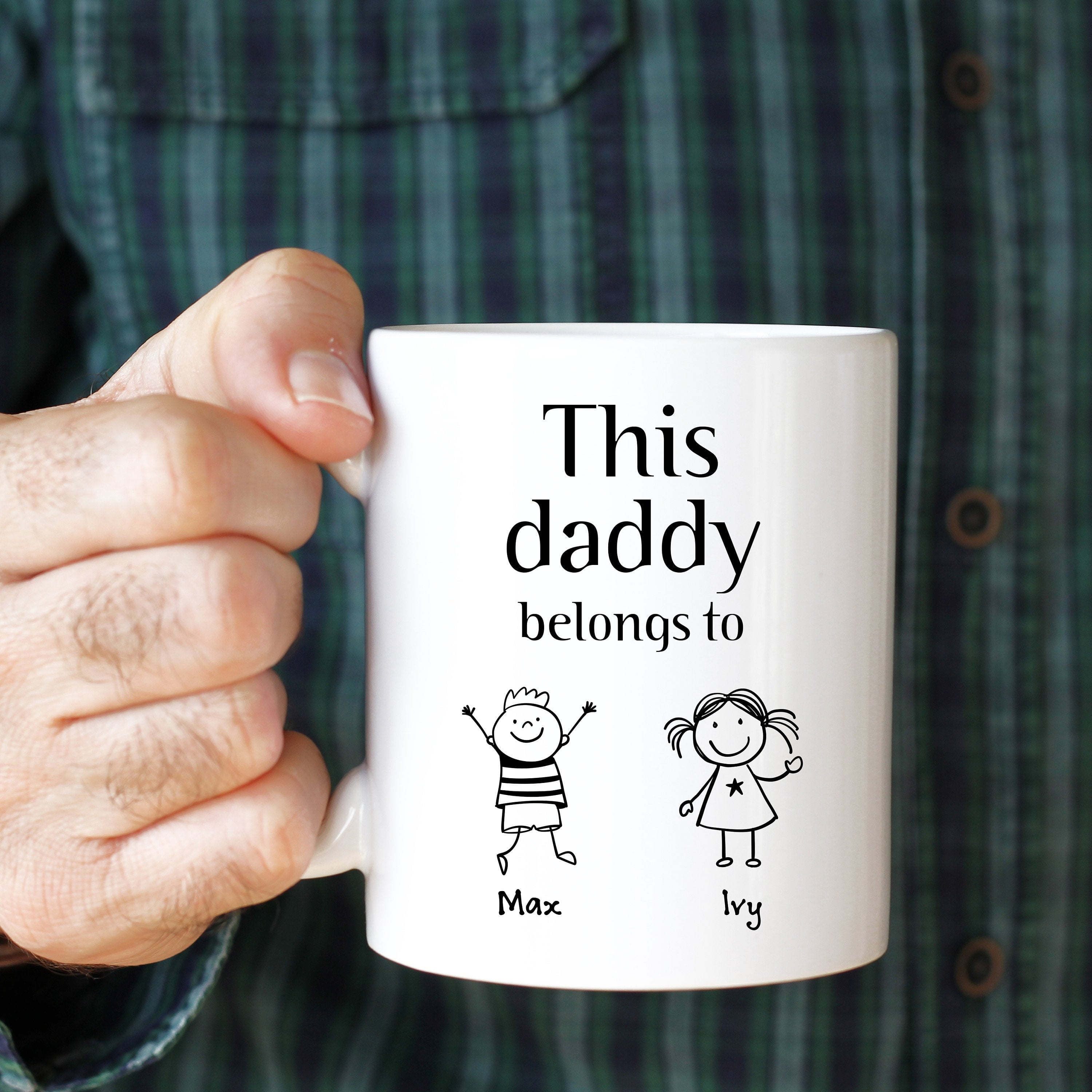 This Daddy Belongs To Mug, Personalized with Kids Names, First Father's ...