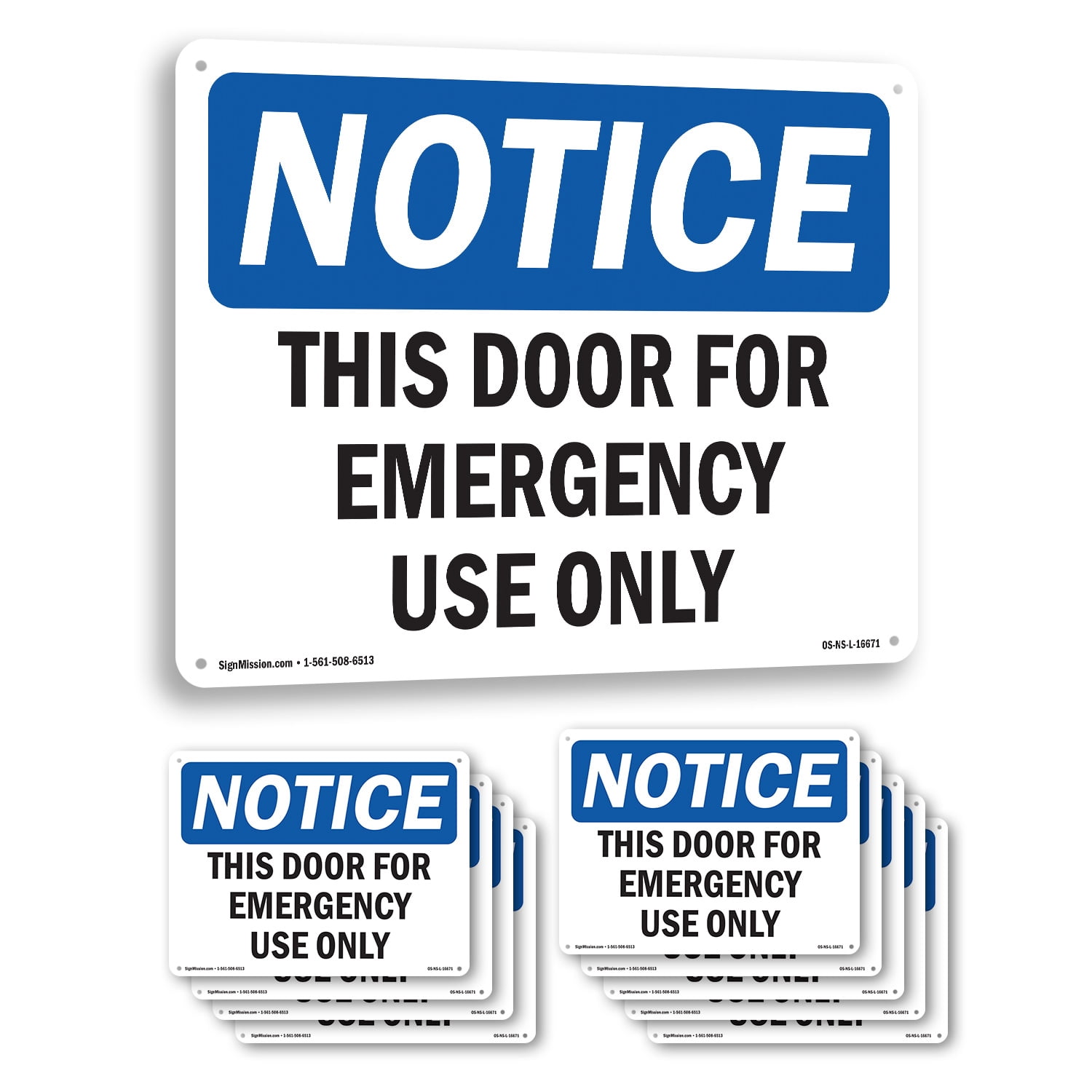 This Door For Emergency Use Only OSHA Notice Rigid Plastic Sign 18 Inch ...