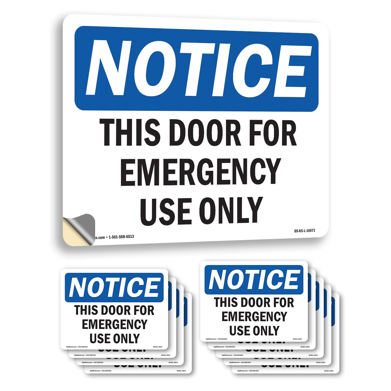 This Door For Emergency Use Only OSHA Notice Vinyl Decal Label 24 Inch ...