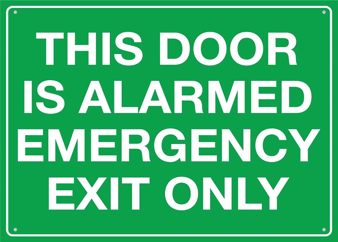 This Door Is Alarmed Emergency Exit Only Sign 12X8 Inch Aluminum Uv Ink ...