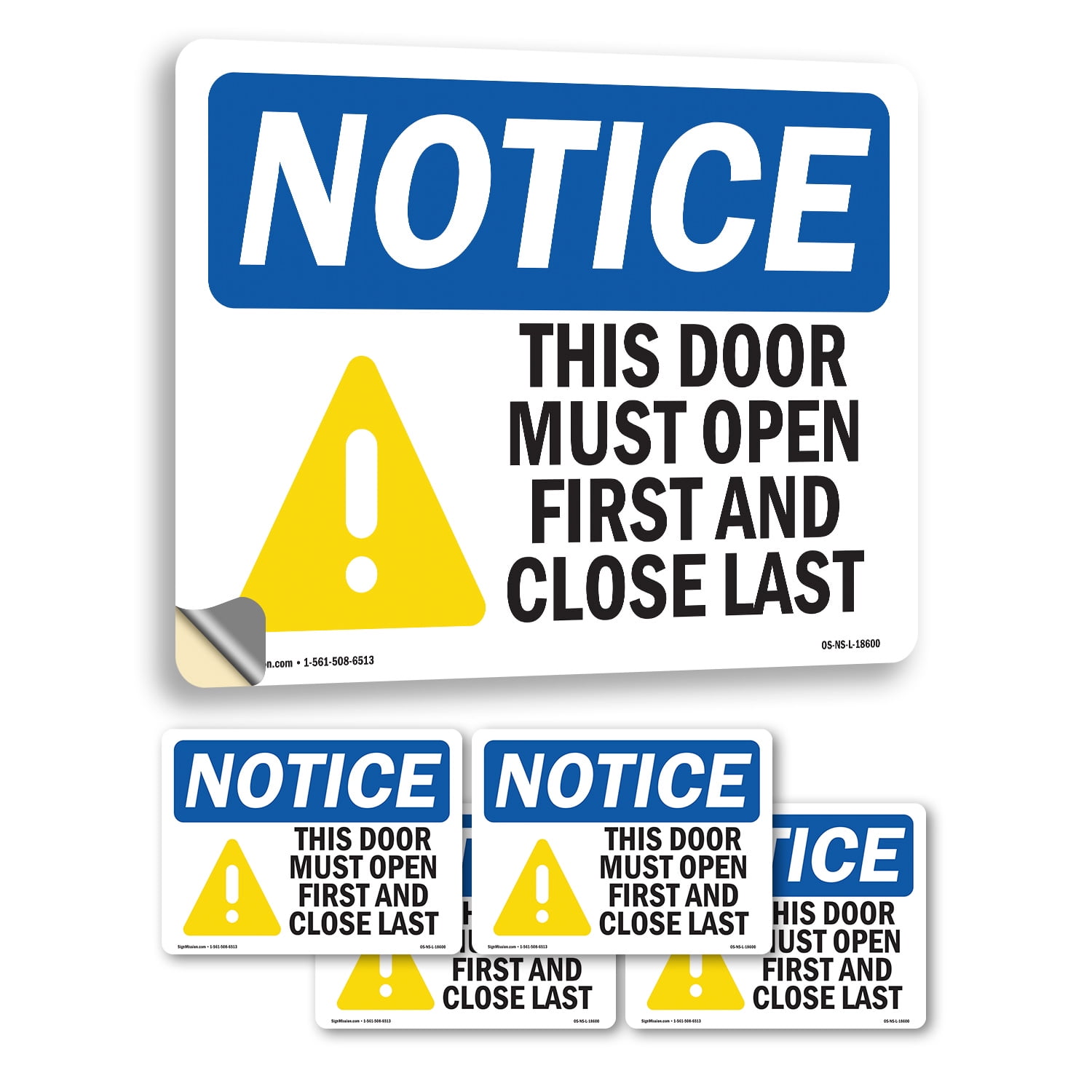 This Door Must Open First And With Symbol OSHA Notice Vinyl Decal Label ...