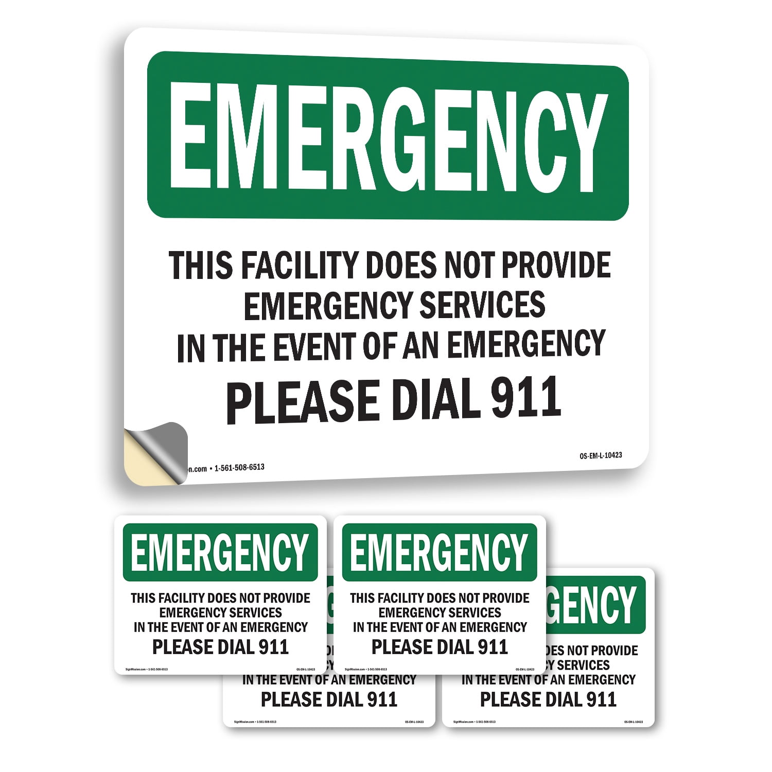 This Facility Does Not Provide OSHA Emergency Vinyl Decal Label 10 Inch x 7 Inch - 5 Pack ...
