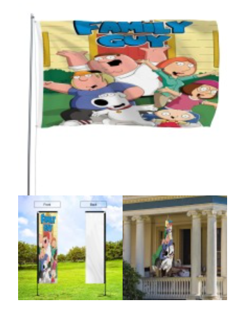This Family Guy combo set includes a commemorative flag（9"×40"）, a ...