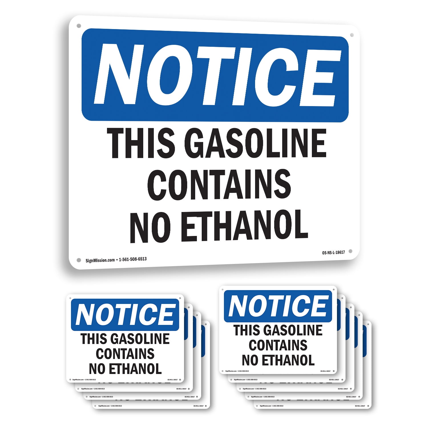 This Gasoline Contains No Ethanol OSHA Notice Aluminum Sign 10 Inch x 7 ...