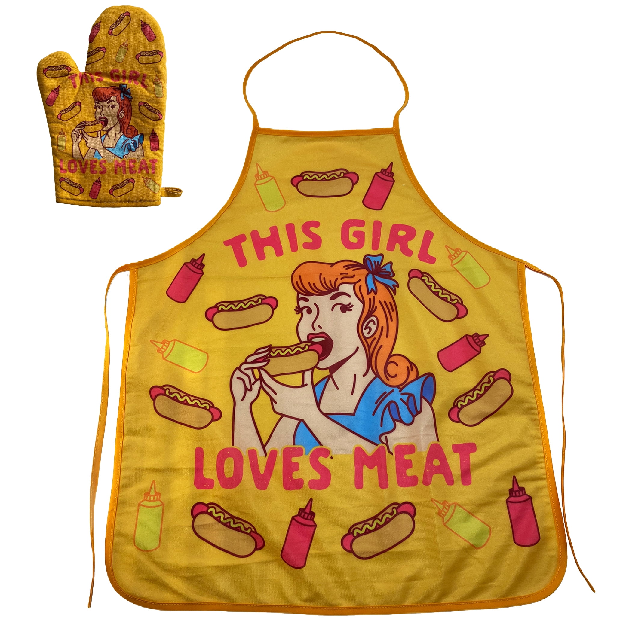 This Girl Loves Meat Apron Funny Hot Dog Backyard Bar-B-Que Grilling ...