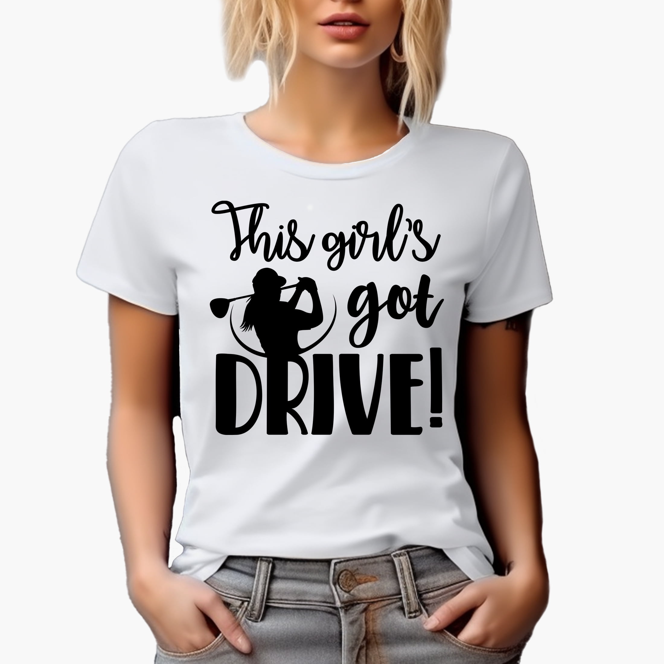 This Girl's Got Drive with Swinging Woman Golf Player, Golfing or ...