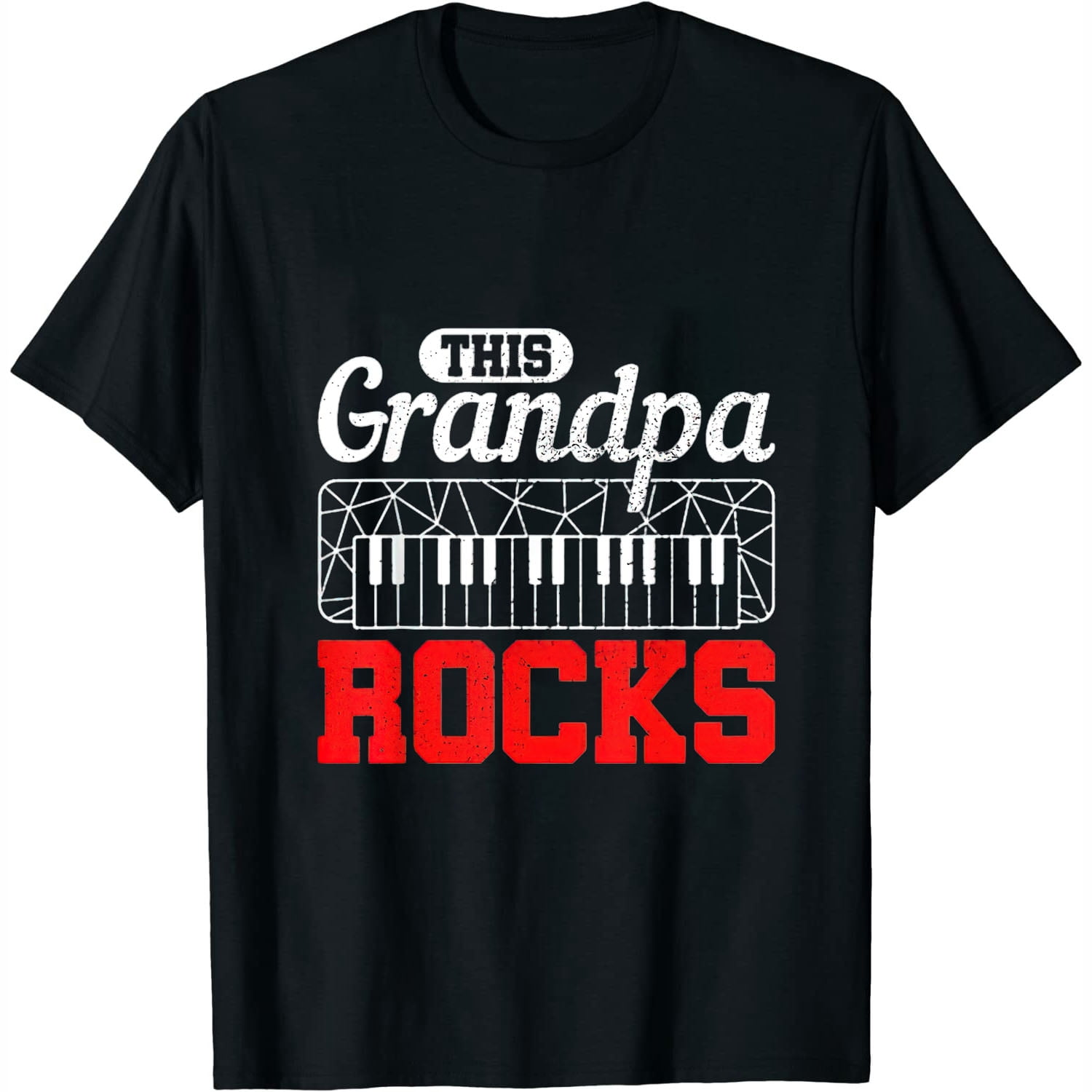 This Grandpa Rocks Piano Pianist Lover Womens T-Shirt Black 3XL ...