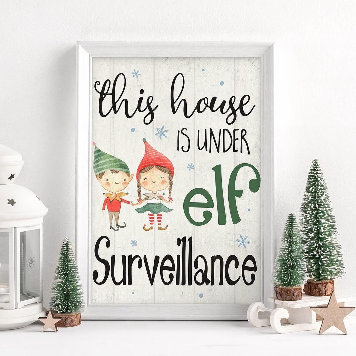 This House Is Under Elf Surveillance, Christmas Wall Art, Quote Wall ...