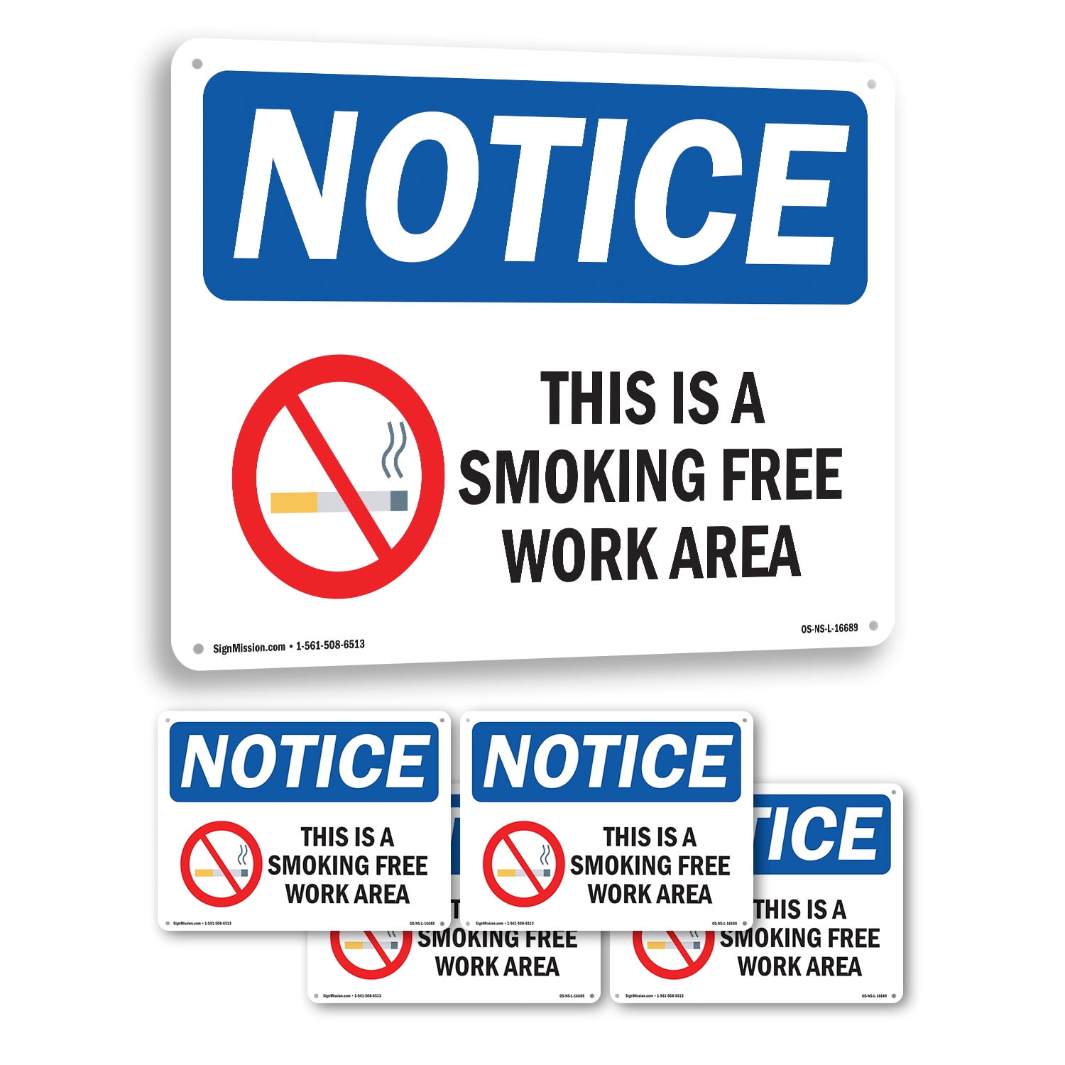 This Is A Smoke Free Workplace With Symbol OSHA Notice Rigid Plastic ...