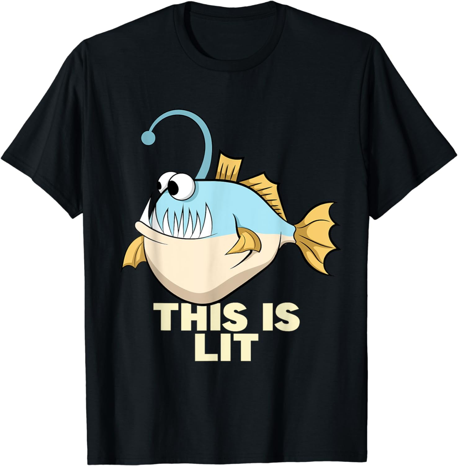 This Is Lit Angler Fish Monster Fishing Fisherman Anglerfish T-Shirt ...