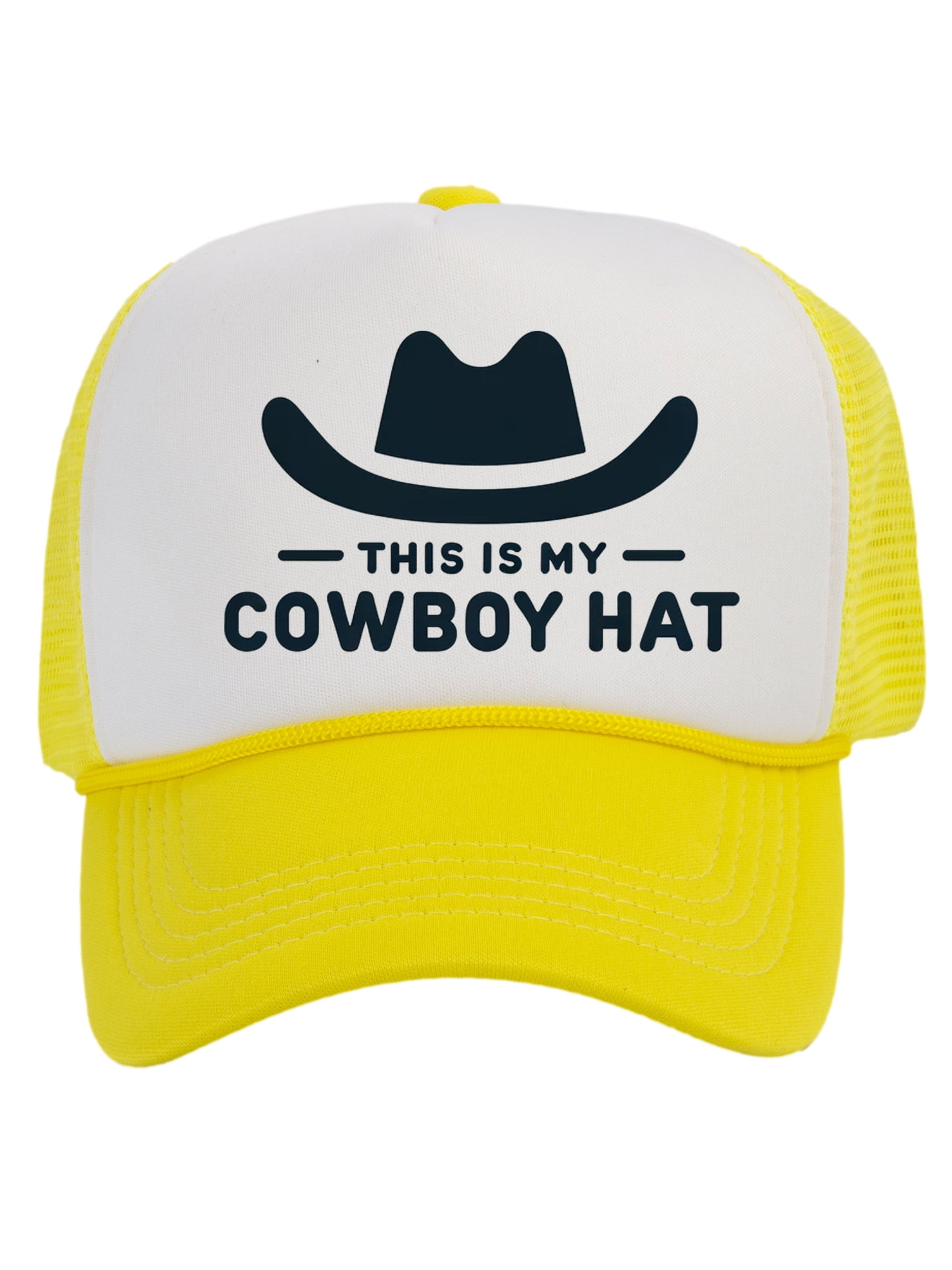 This Is My Cowboy Hat - Snapback Trucker Cap, White/Yellow - Walmart.com