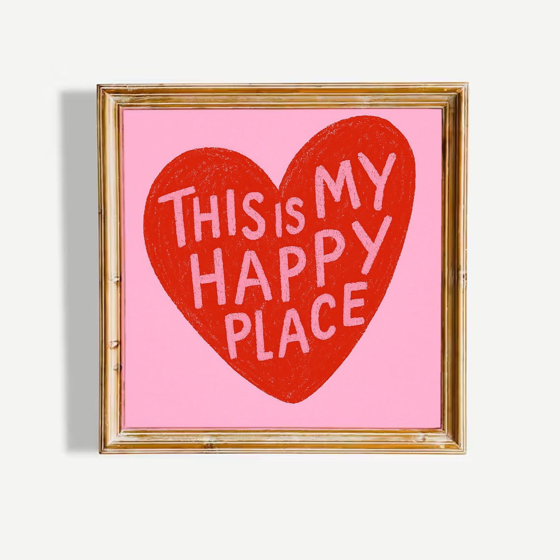 This Is My Happy Place Poster – Red Heart Wall Art With Playful Pink ...