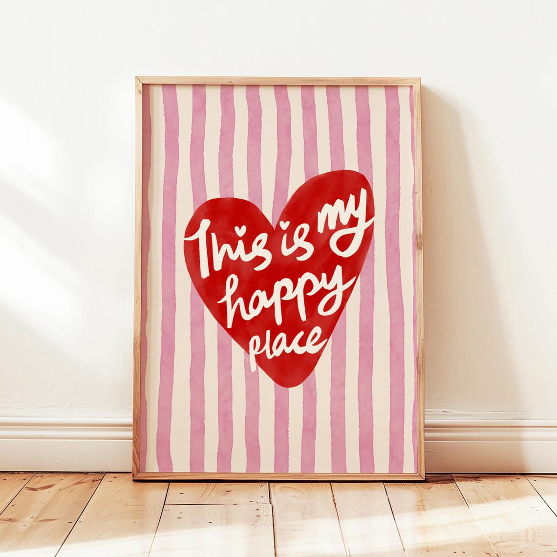 This Is My Happy Place Poster Red Pink Heart Stripes Preppy Coquette ...