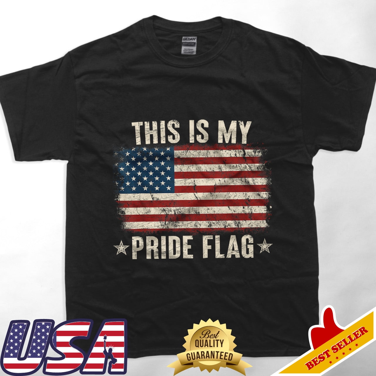 This Is My Pride Flag USA American 4th of July Patriotic Black T-Shirt ...