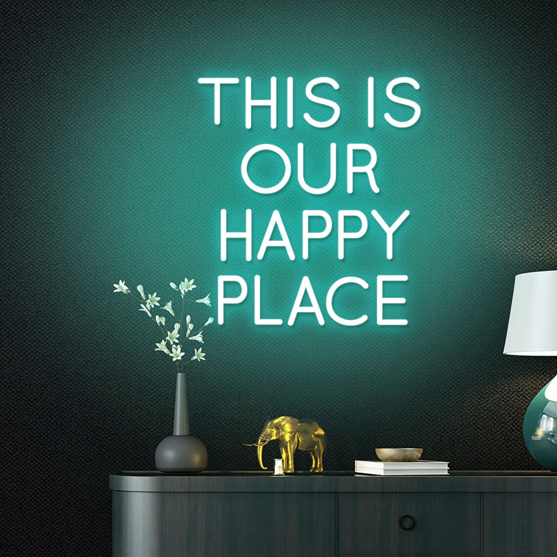 This Is Our Happy Place Neon Sign Happy Place Neon Signs for Wall Decor ...