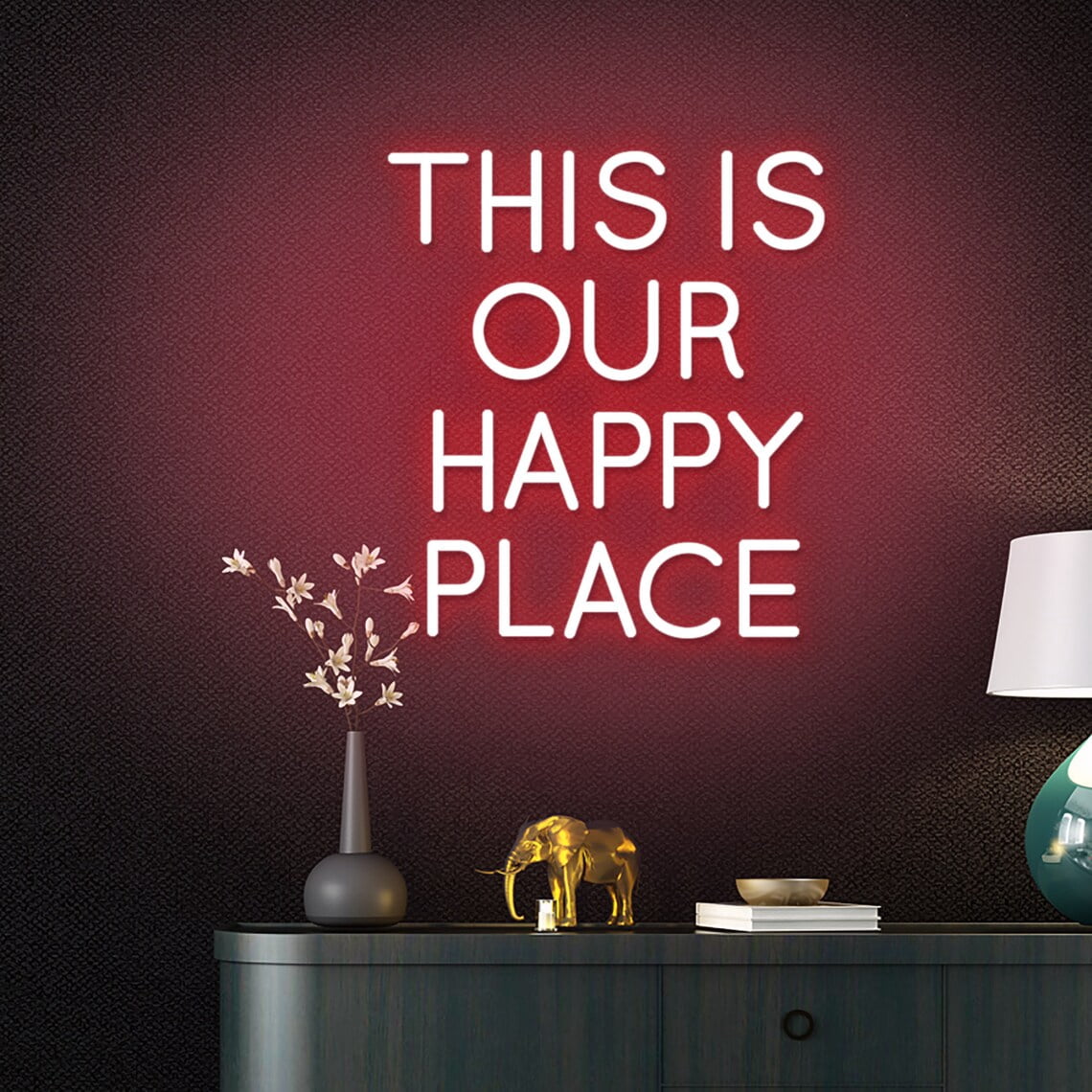 This Is Our Happy Place Neon Sign Happy Place Neon Signs for Wall Decor ...