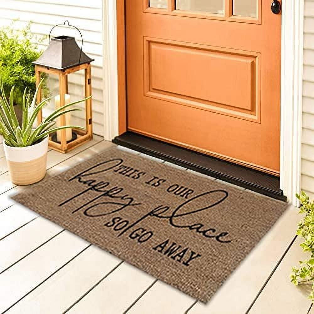 "This Is Our Happy Place So Go Away" Entryway Door Mat, 100% Coconut ...