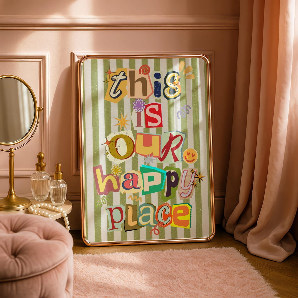 This Is Our Happy Place Wall Art Retro Motivational Poster ...
