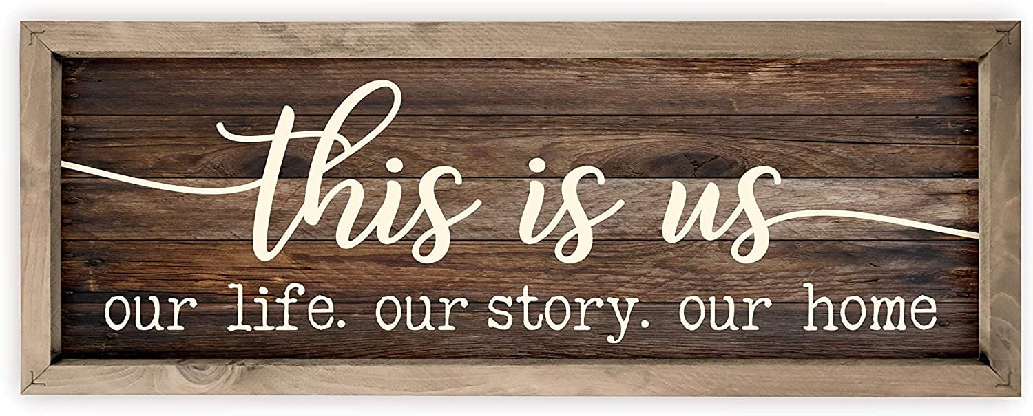 This Is Us Rustic Wood Wall Sign 12x36 (White with Frame) - Walmart.com
