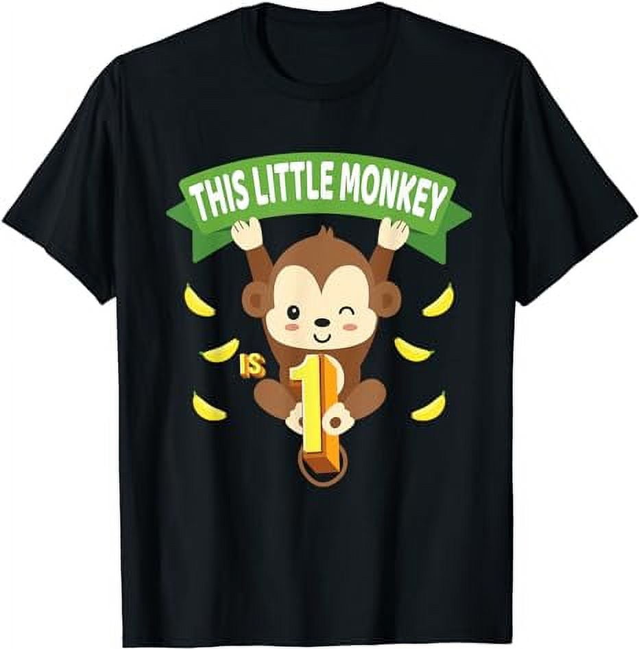 This Little Monkey Is 1 Years Old Kid 1st Birthday Monkeys T-Shirt ...