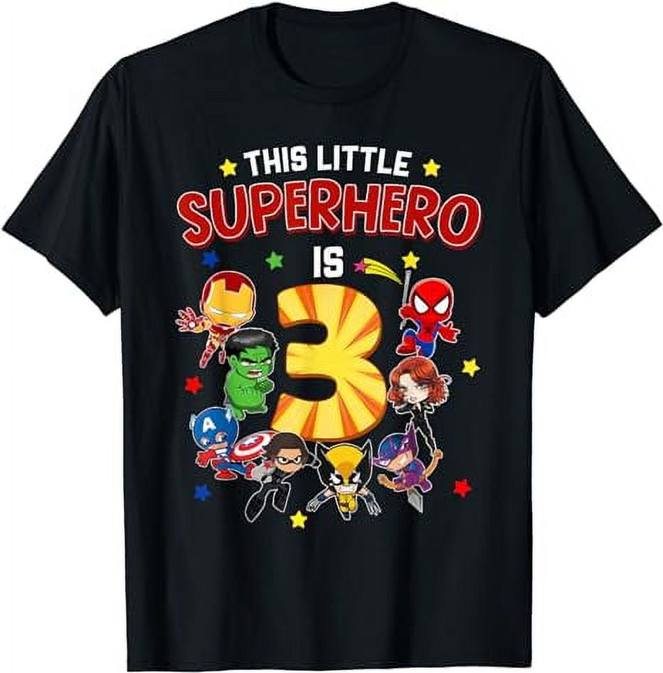 This Little Superhero Is 3 Birthday Superhero 3 Year Old Boy T-Shirt ...