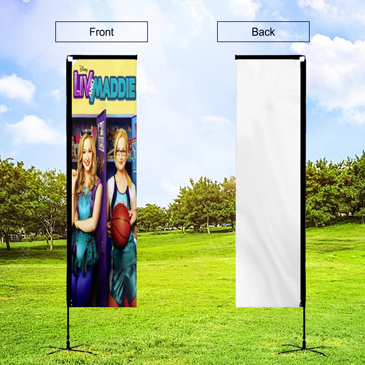 This Liv and Maddie square flag is made from high-quality fabric ...