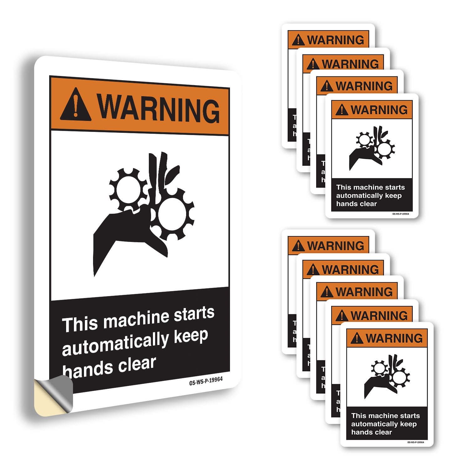 This Machine Starts ANSI Warning Vinyl Decal Label 10 Inch x 7 Inch ...
