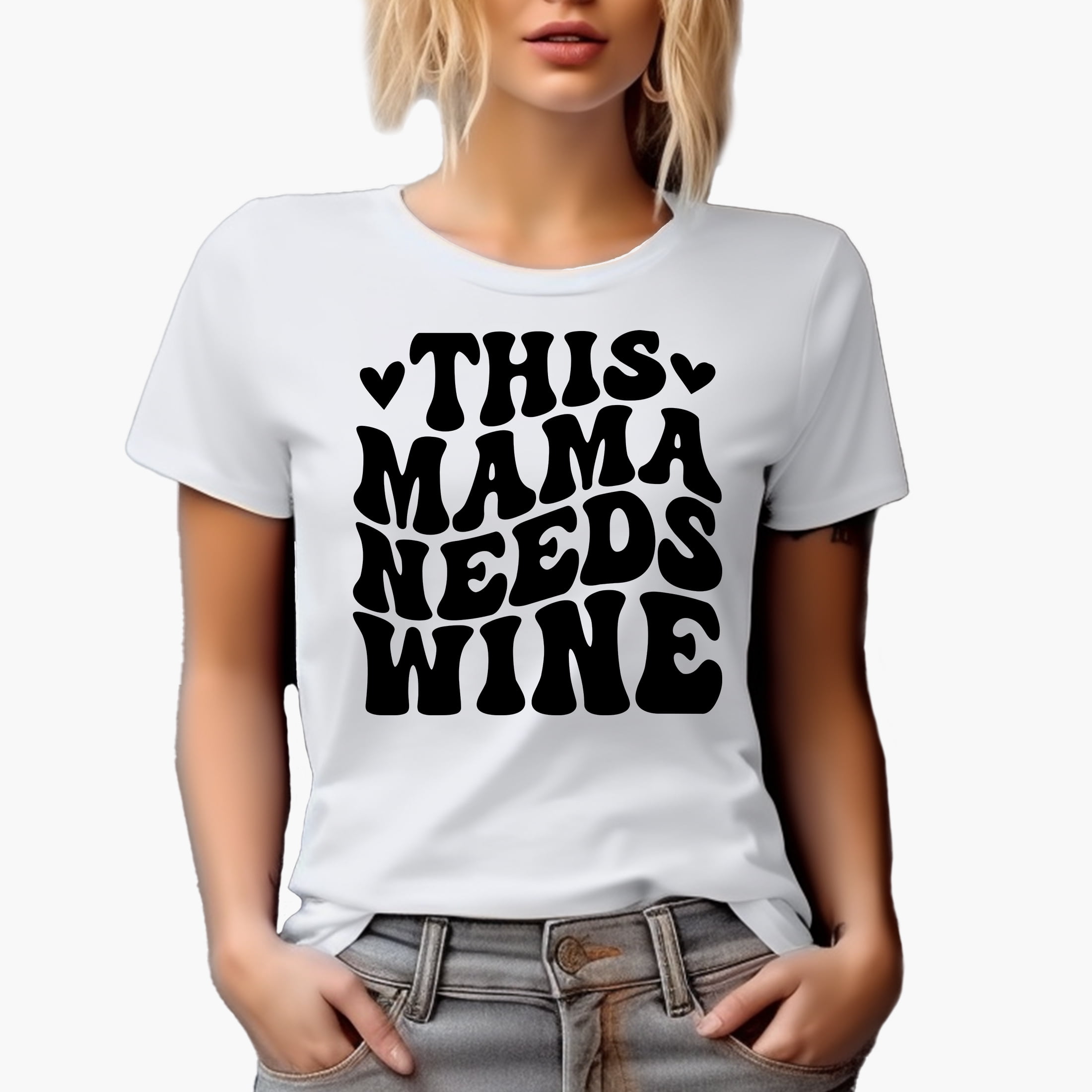 This Mama Needs Wine, Drinker Mom Quote, Groovy Retro Wavy Text Merch ...