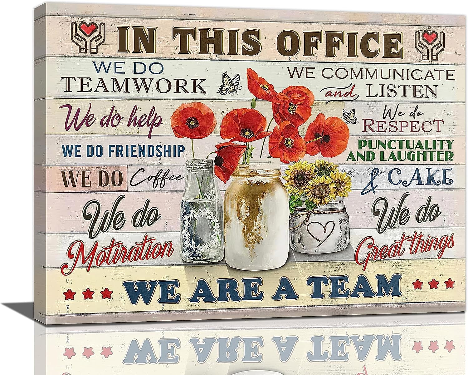 in This Office Sunflower Inspirational Decor Wall Art Teamwork ...