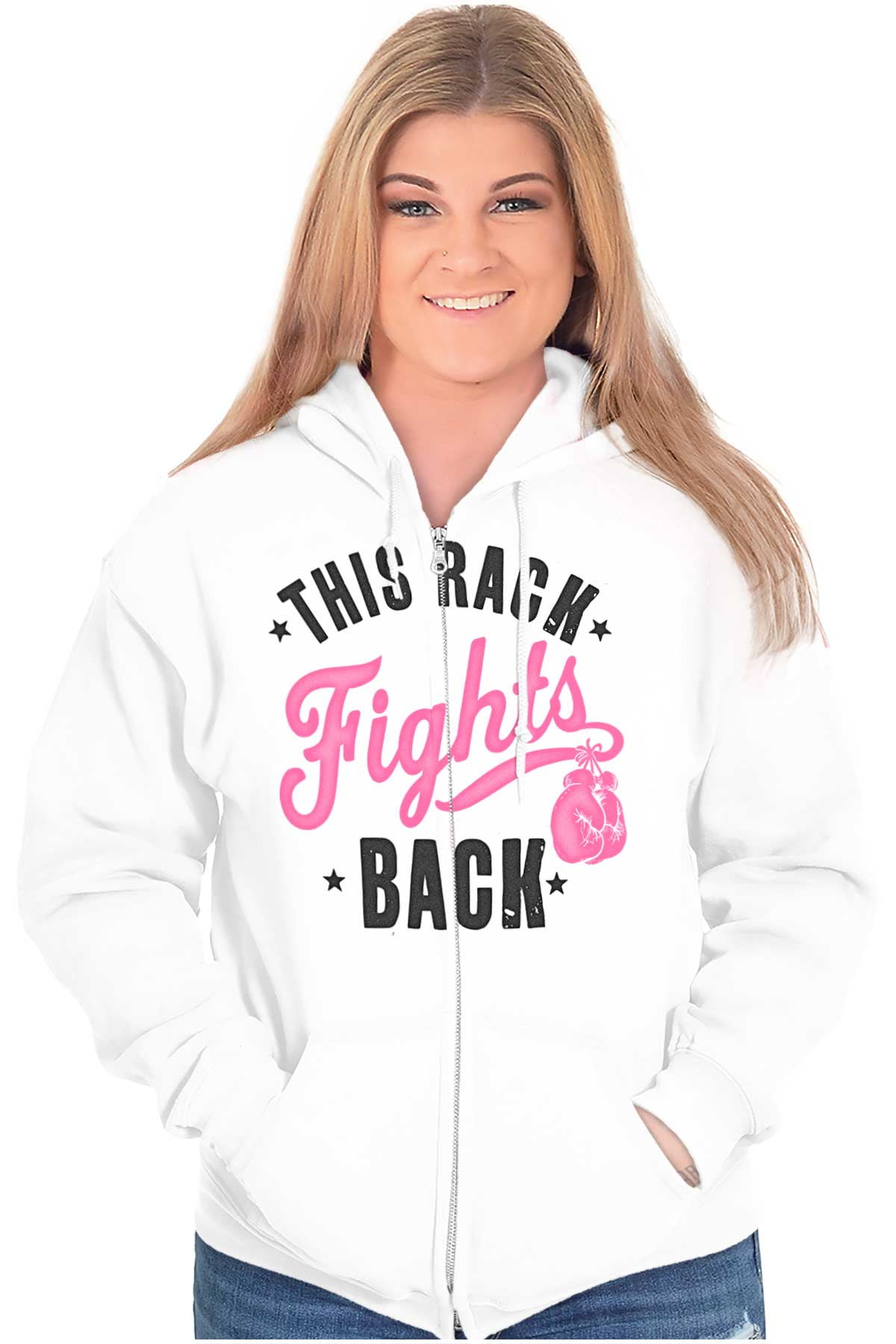 This Rack Fights Back Breast Cancer Womens Plus Size Graphic Zipper ...