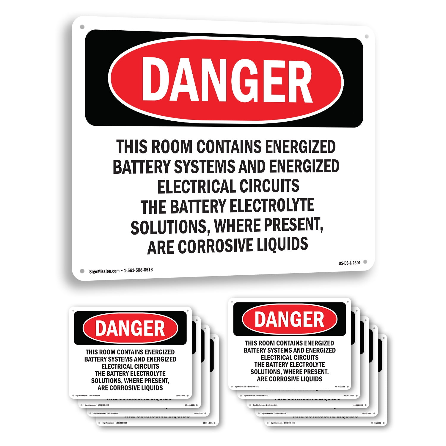 This Room Contains Energized Battery Systems OSHA Danger Aluminum Sign ...