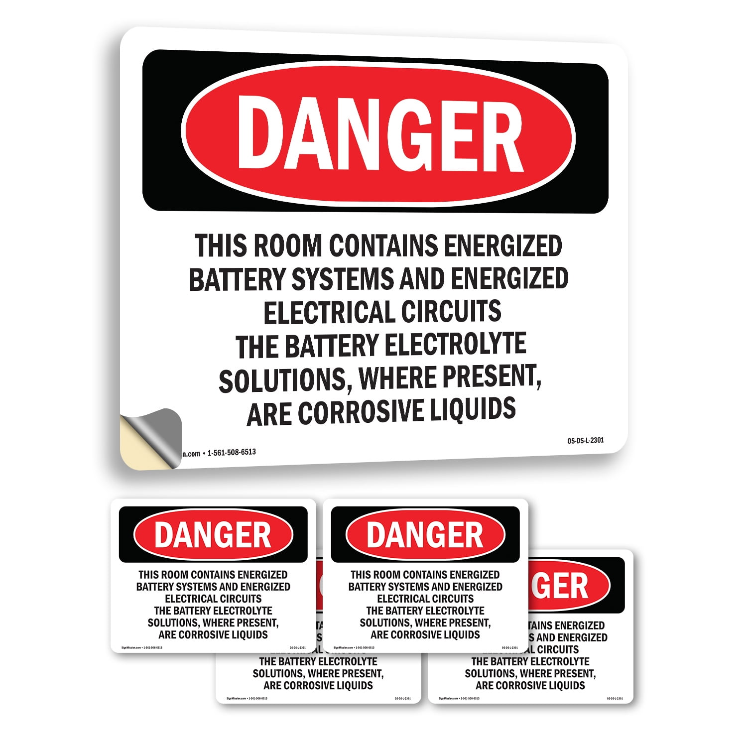 This Room Contains Energized Battery Systems OSHA Danger Vinyl Decal ...
