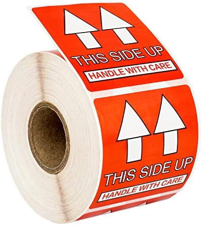 This Side UP - Handle with Care Pre-Printed Labels/Stickers (2" x 2 ...