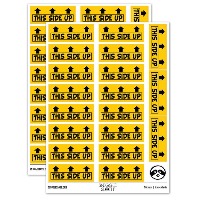 This Side Up Arrows Box Crate Shipment Sticker Set - Yellow - Gloss ...