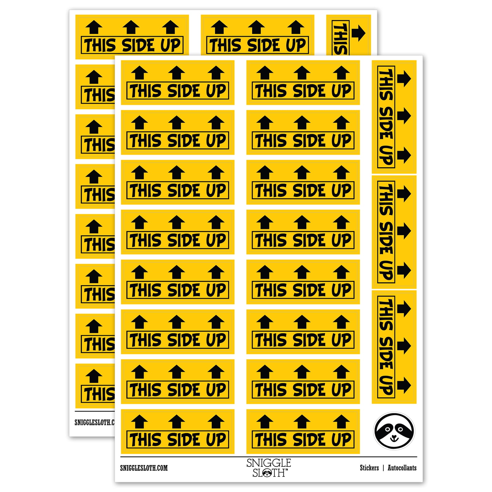 This Side Up Arrows Box Crate Shipment Sticker Set - Yellow - Matte ...