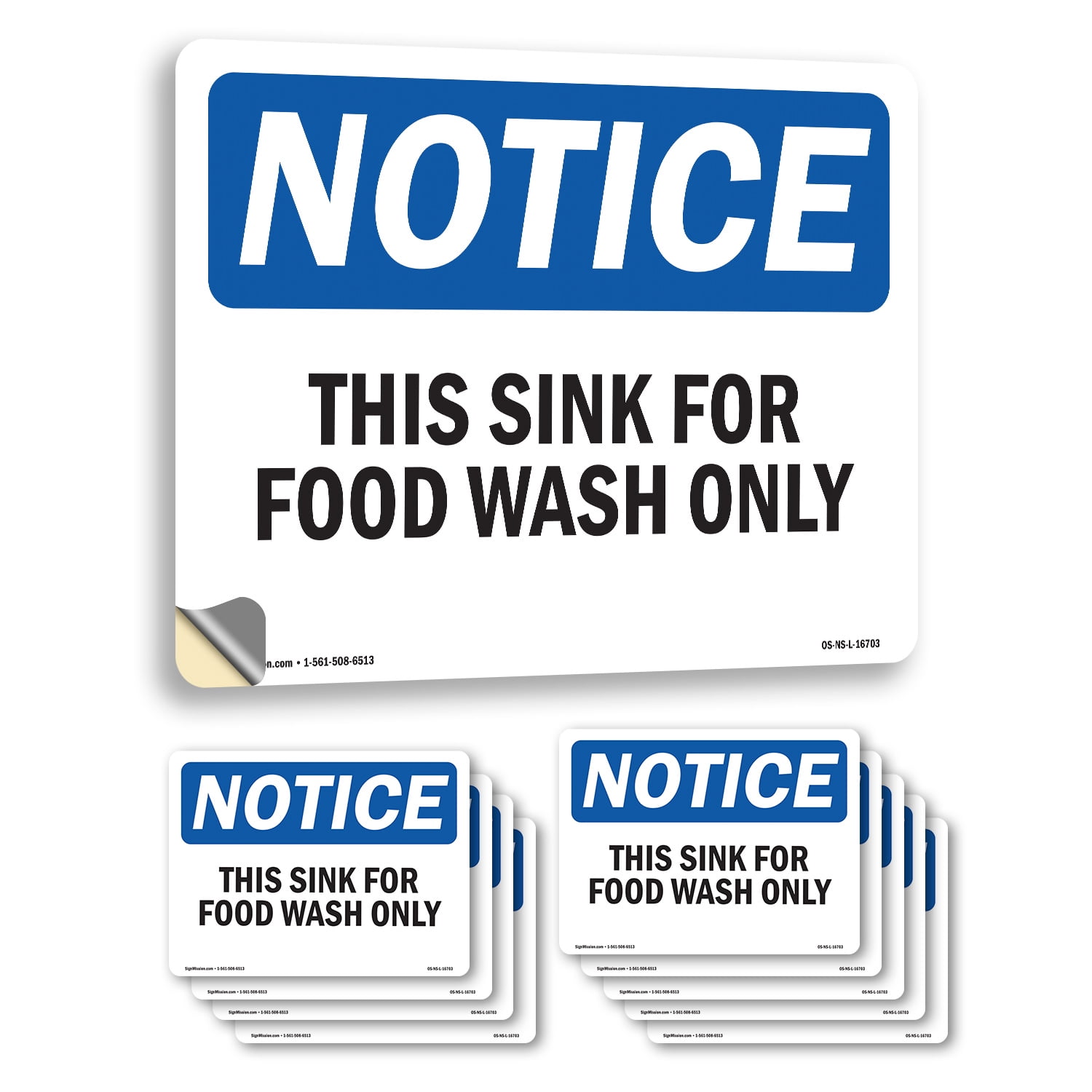 This Sink For Food Wash Only OSHA Notice Vinyl Decal Label 10 Inch x 7 ...