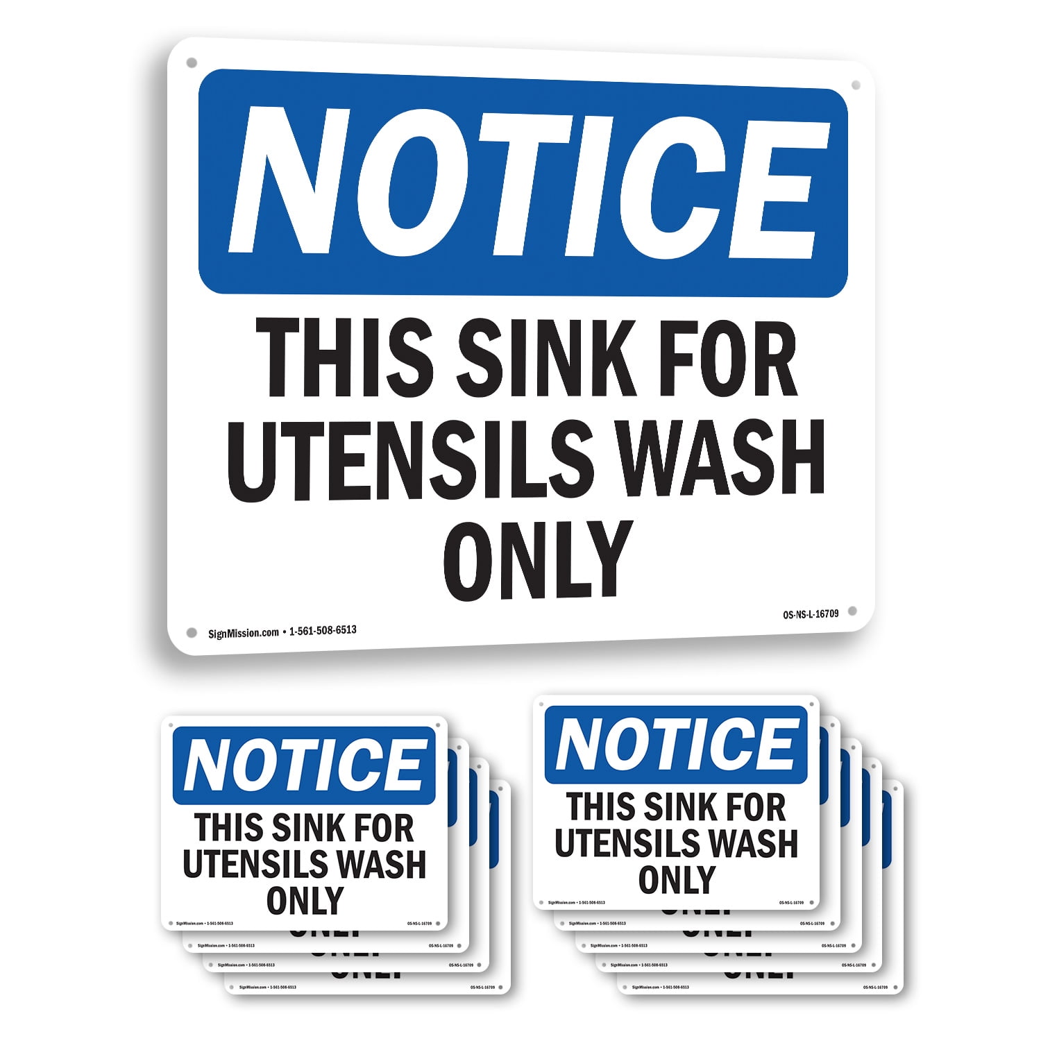 This Sink For Utensil Wash Only OSHA Notice Aluminum Sign 24 Inch x 18 ...