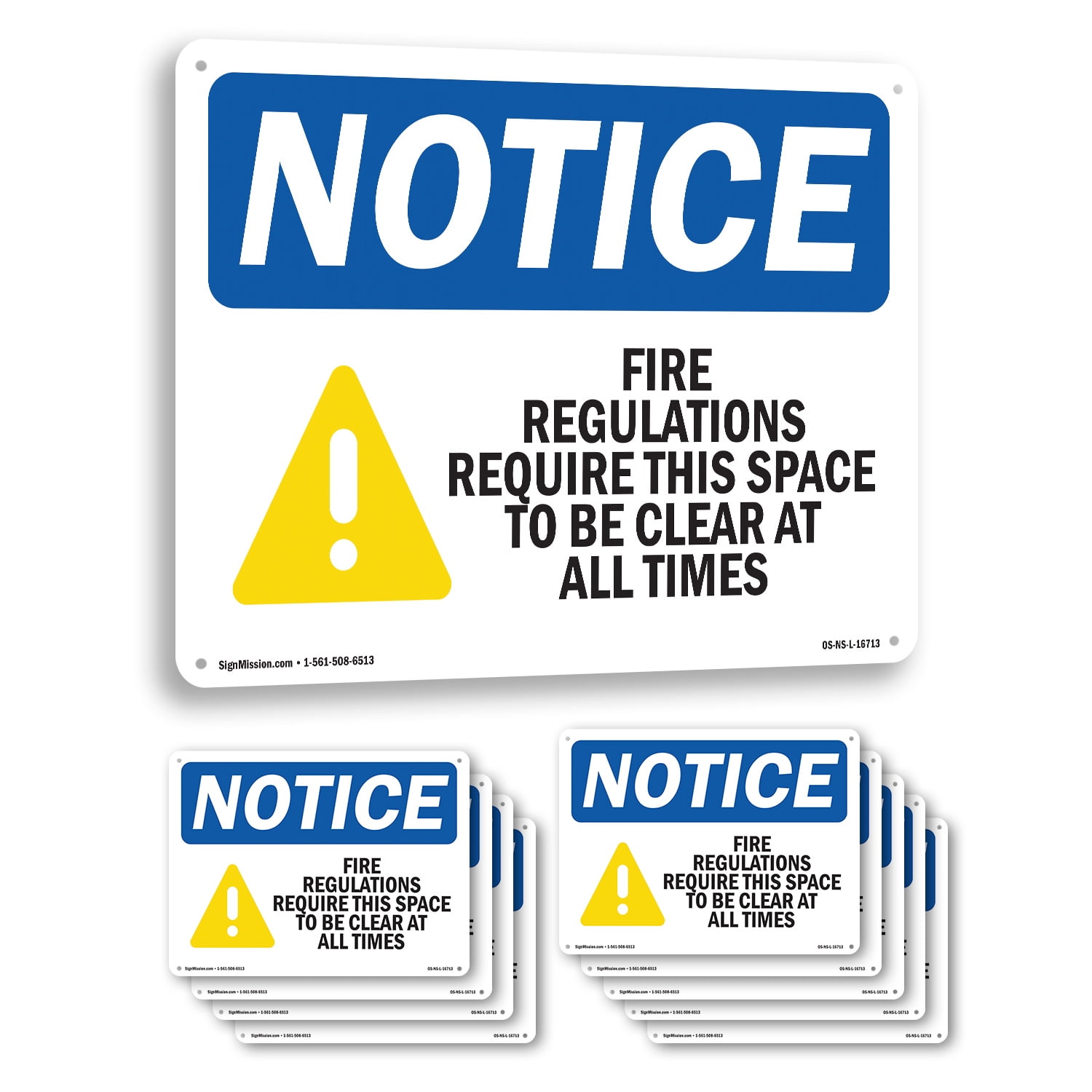 This Space To Be Clear At All Times OSHA Notice Rigid Plastic Sign 10 ...
