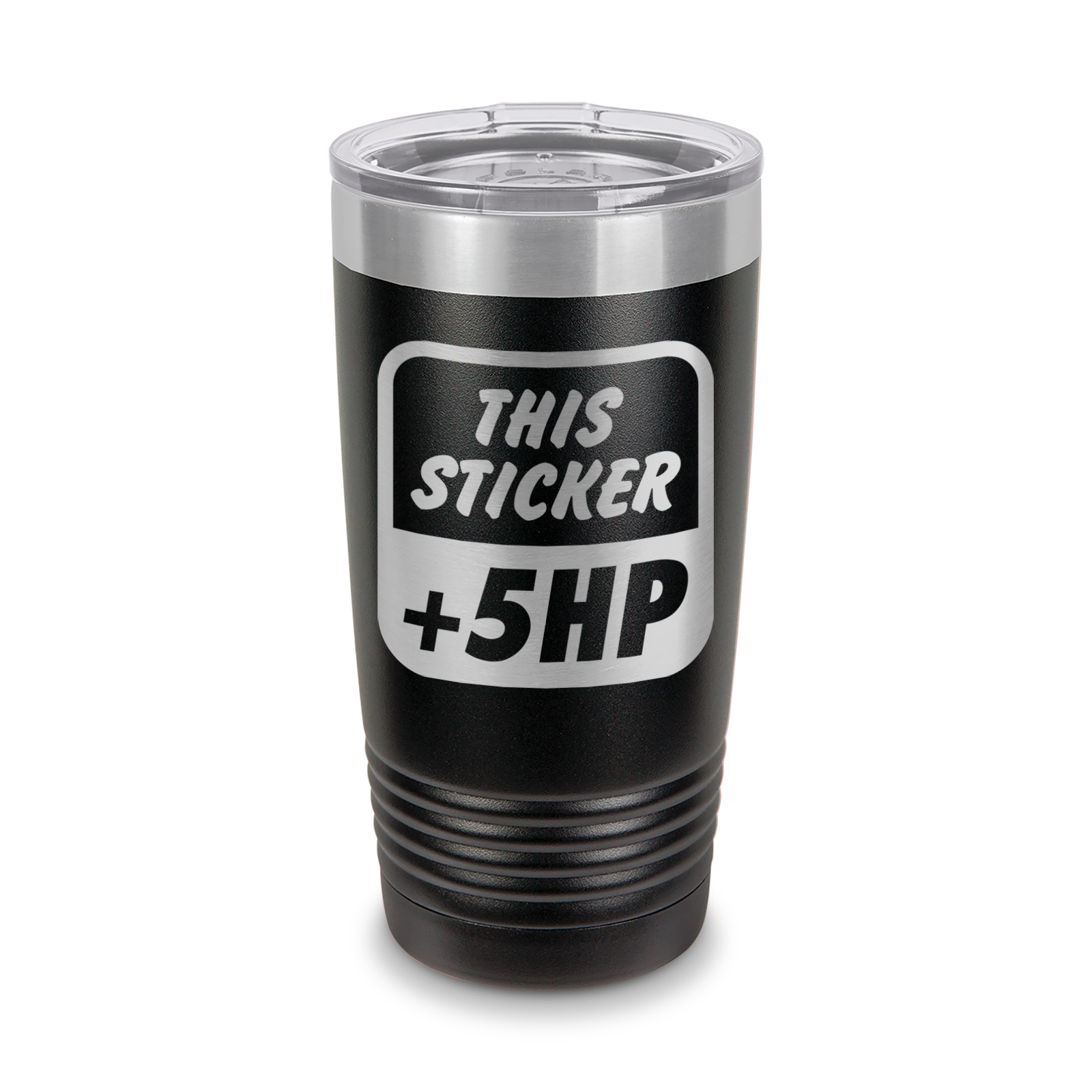 This Sticker +5 HP Tumbler 20 oz - Laser Engraved w/ Clear Lid ...