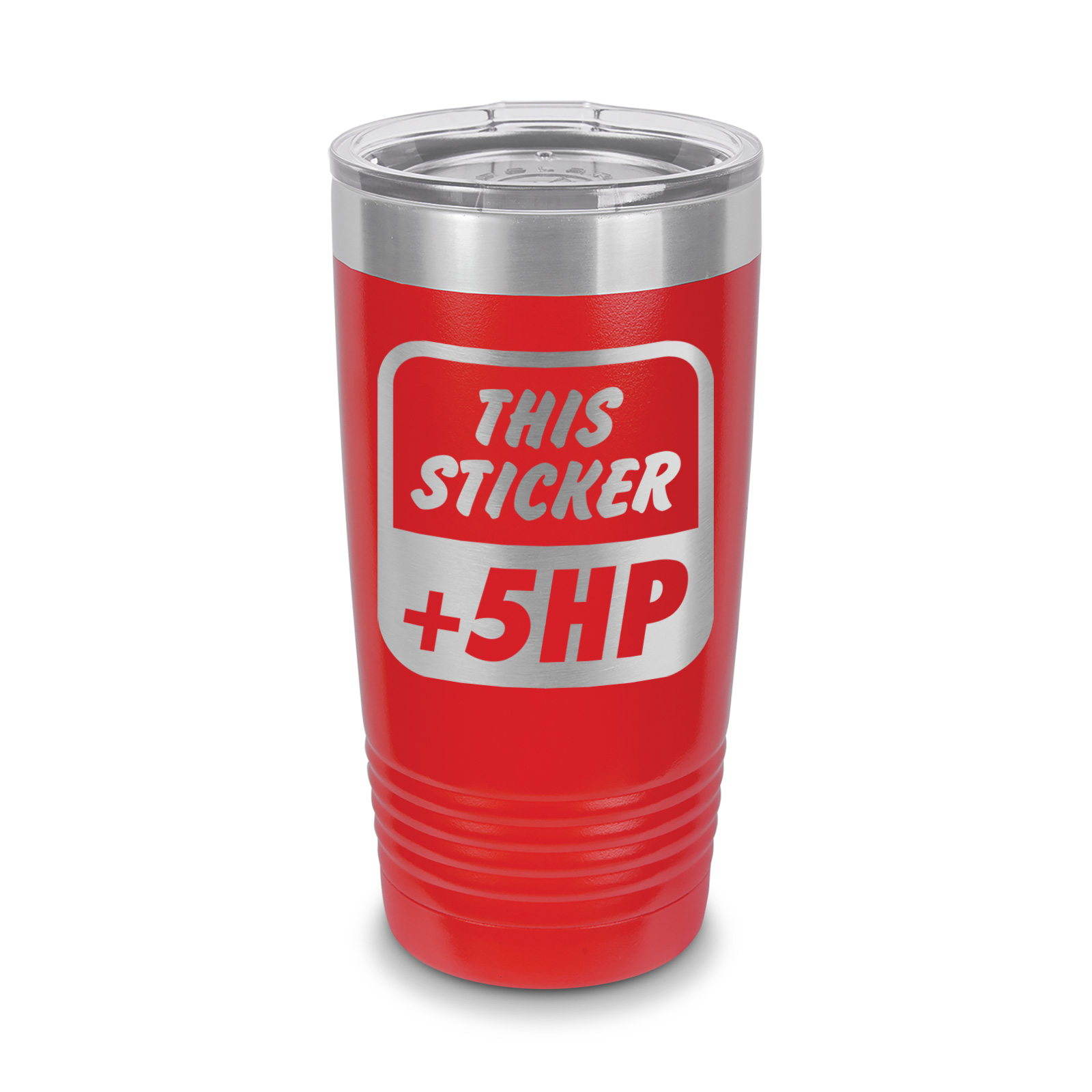 This Sticker +5 HP Tumbler 20 oz - Laser Engraved w/ Clear Lid ...