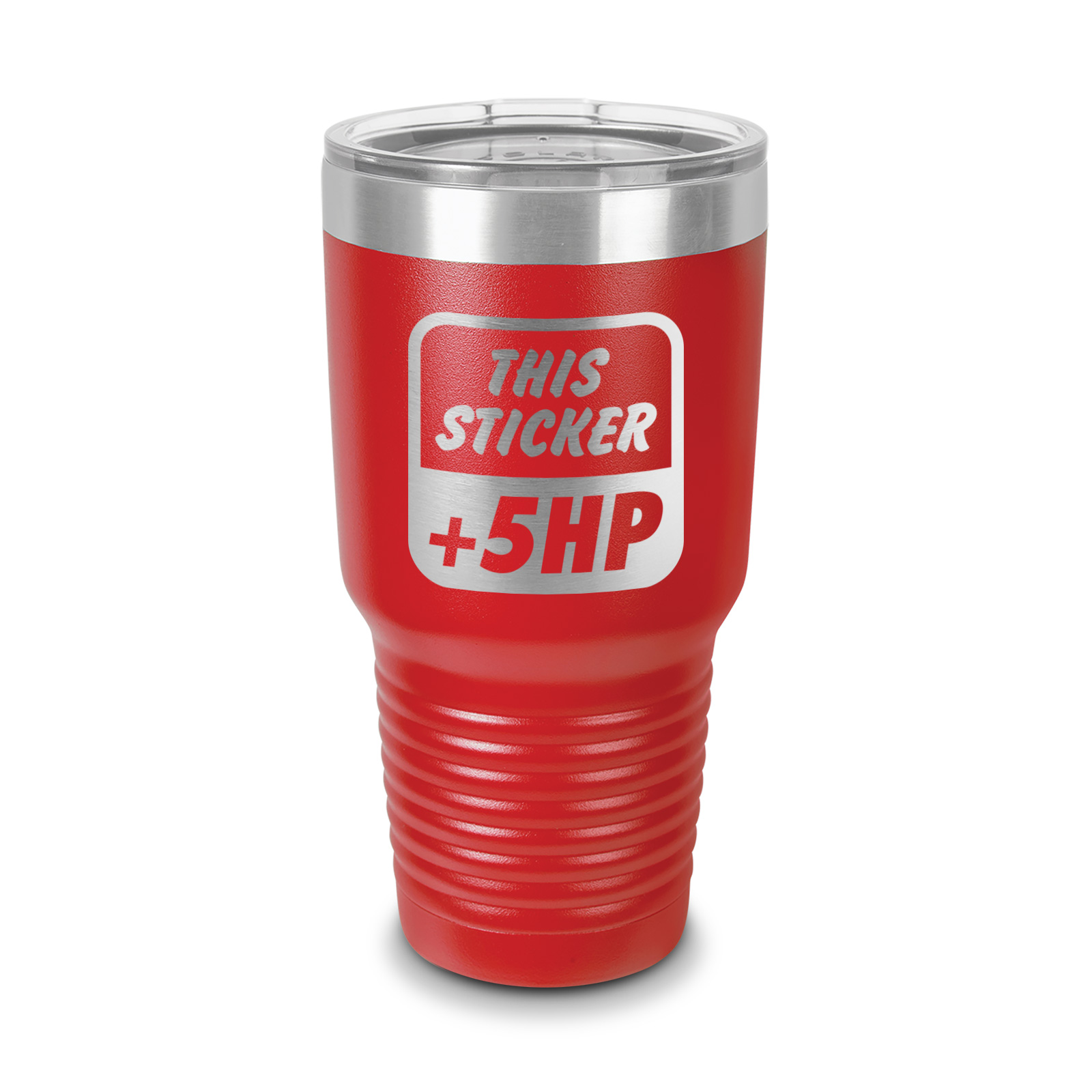 This Sticker +5 HP Tumbler 30 oz - Laser Engraved w/ Clear Lid ...
