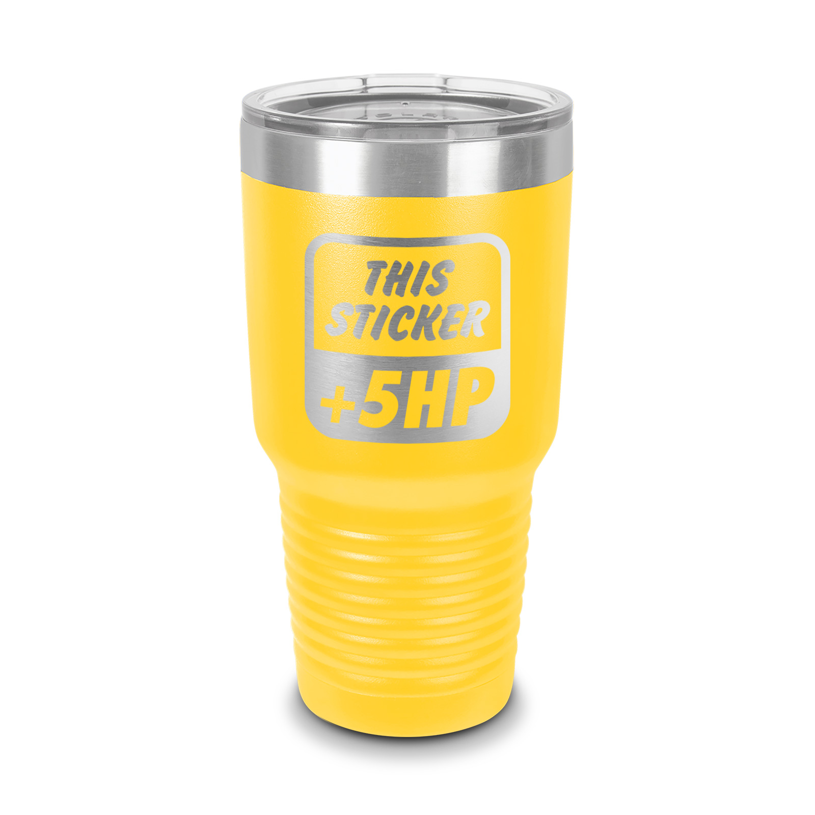 This Sticker +5 HP Tumbler 30 oz - Laser Engraved w/ Clear Lid ...