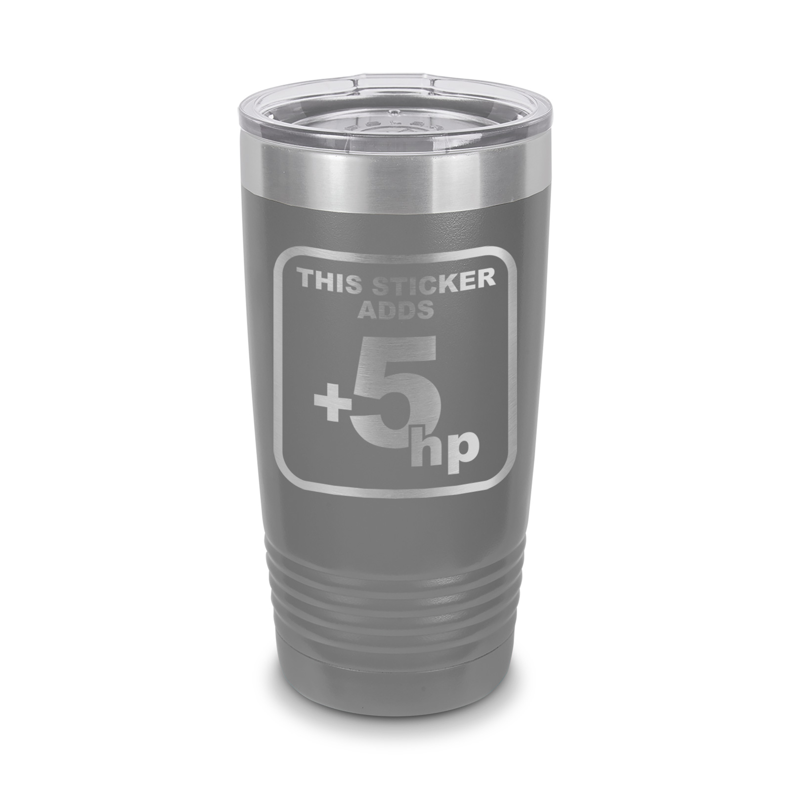 This Sticker Adds 5 HP Tumbler 20 oz - Laser Engraved w/ Clear Lid ...