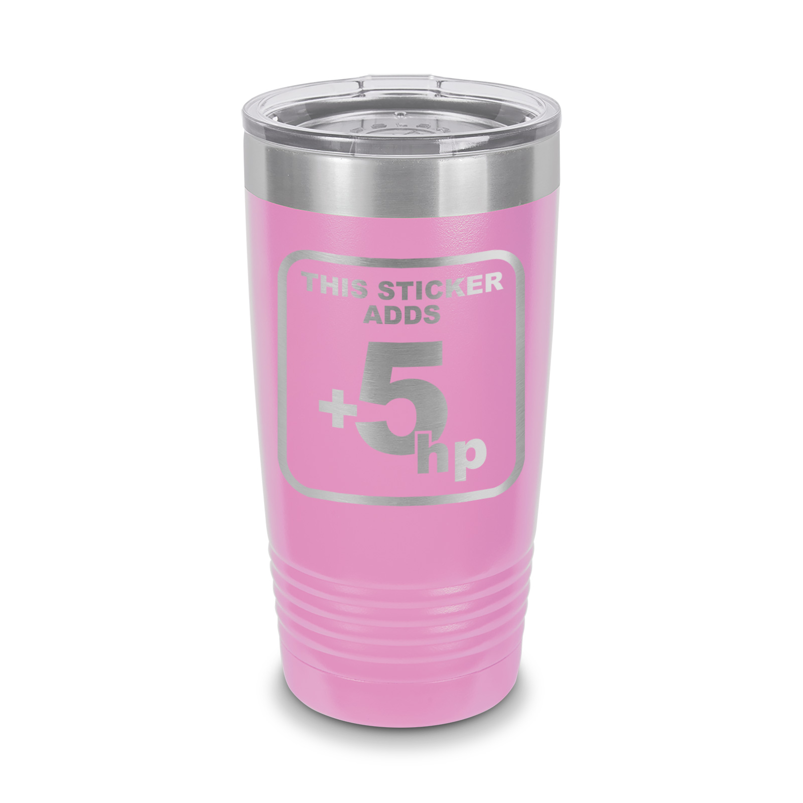 This Sticker Adds 5 HP Tumbler 20 oz - Laser Engraved w/ Clear Lid ...